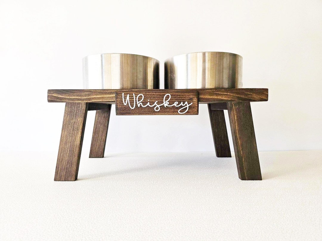 Personalized Dog Bowl Stand | Elevated Dog Feeder | Farmhouse Dog Bowl ...