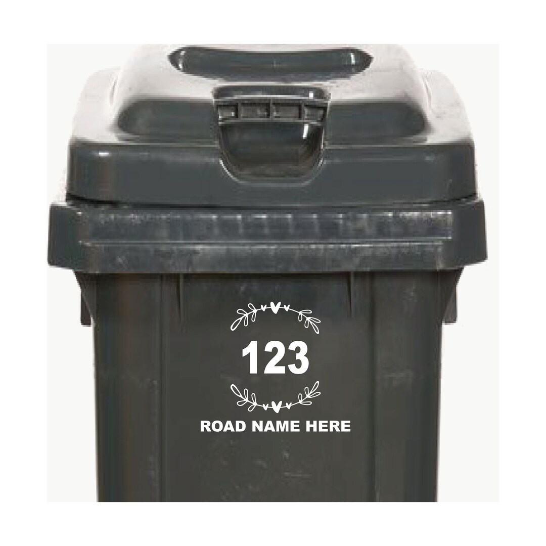 Wheelie Bin House Number Sticker Dustbin Sticker Custom Number White ...