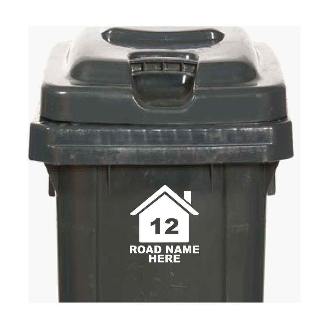 Wheelie Bin House Number Sticker Dustbin Sticker Custom Number White ...