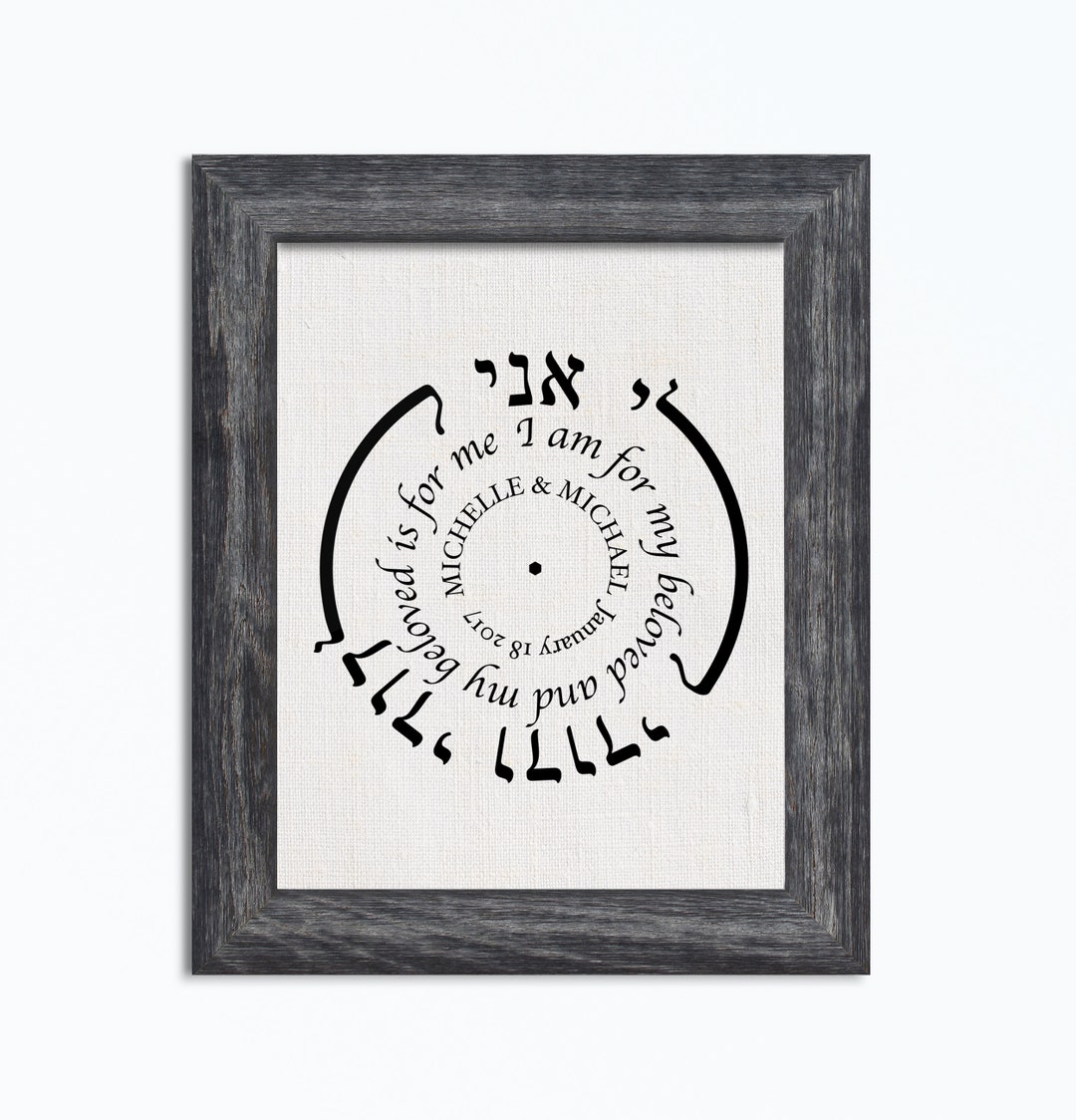 Custom Hebrew Wall Art Personalized Jewish Wedding & Anniversary Gift ...