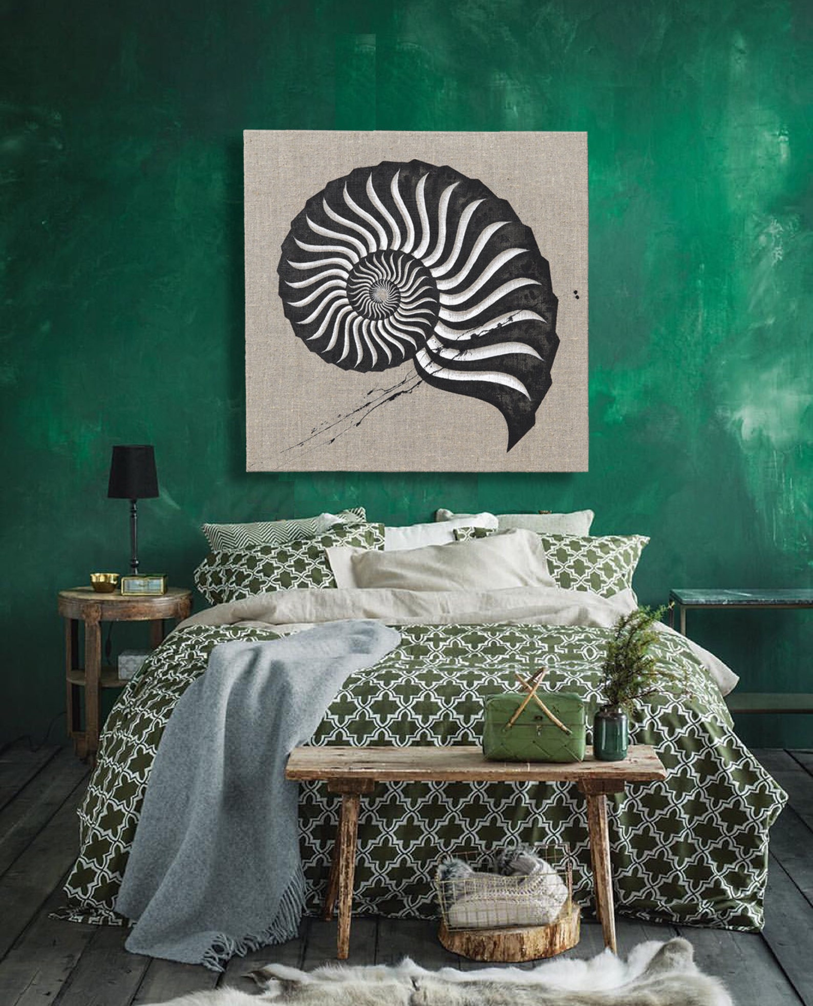 Nautilus Shell Nautical Large Art Golden Proportion Acrylic Painting ...