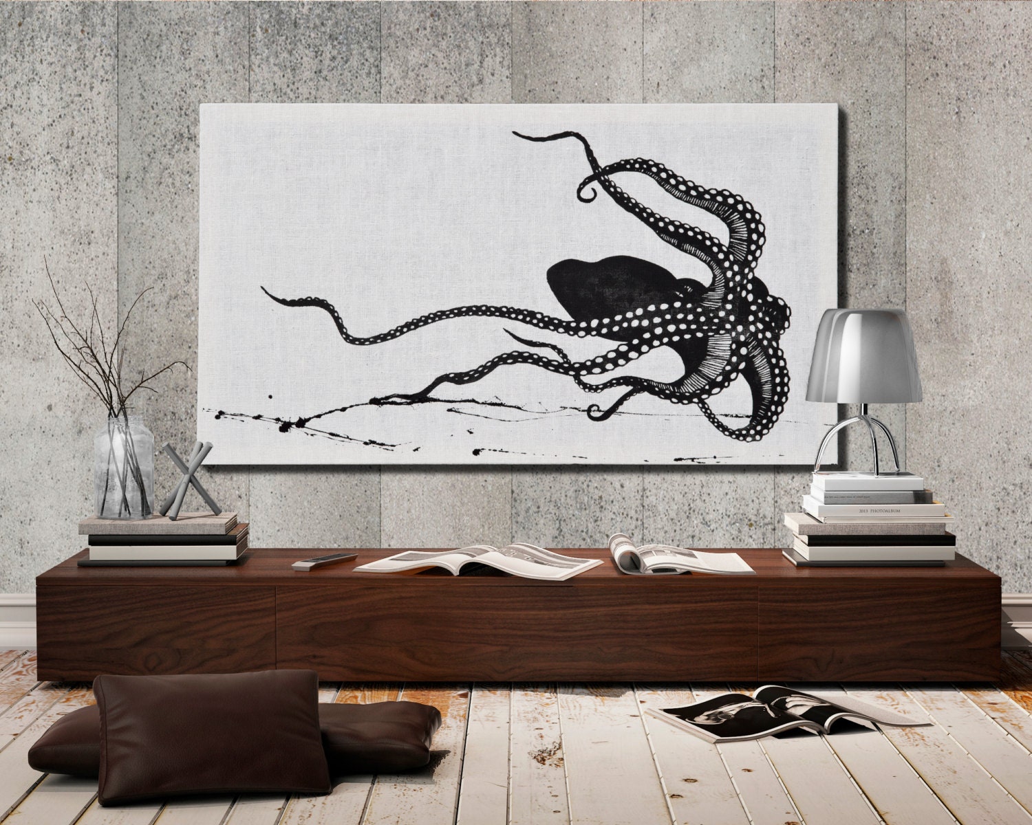 Octopus Wall Art Abstract Painting Large Art Octopus | Etsy