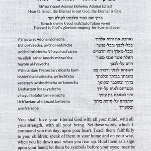 Shema Israel "shema Yisrael" Jewish Prayer Shema "hear, O Israel!" in Hebrew and English ...