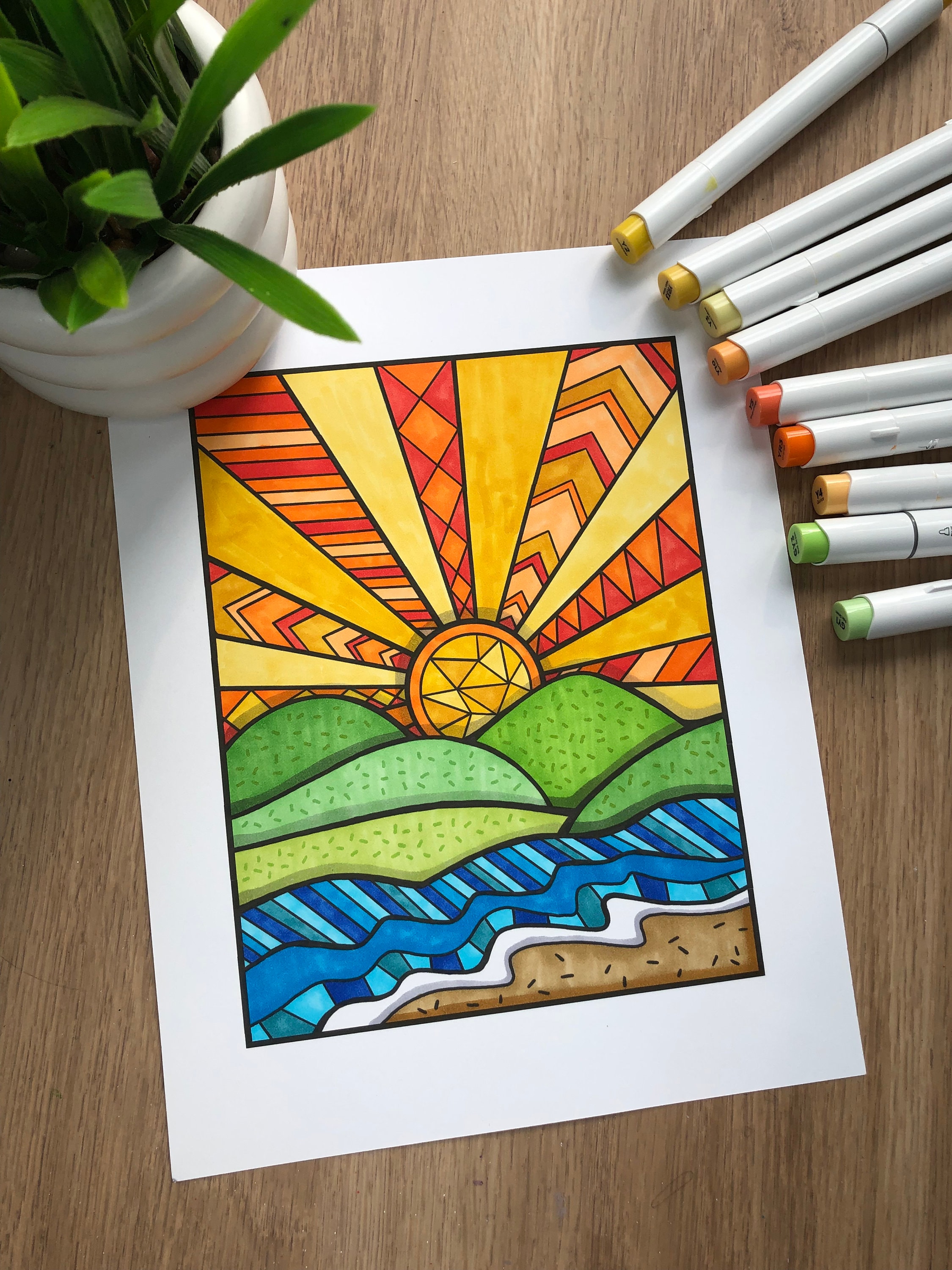 Summertime Beach Coloring Pages for Kids and Teens, Summer Art Activity ...