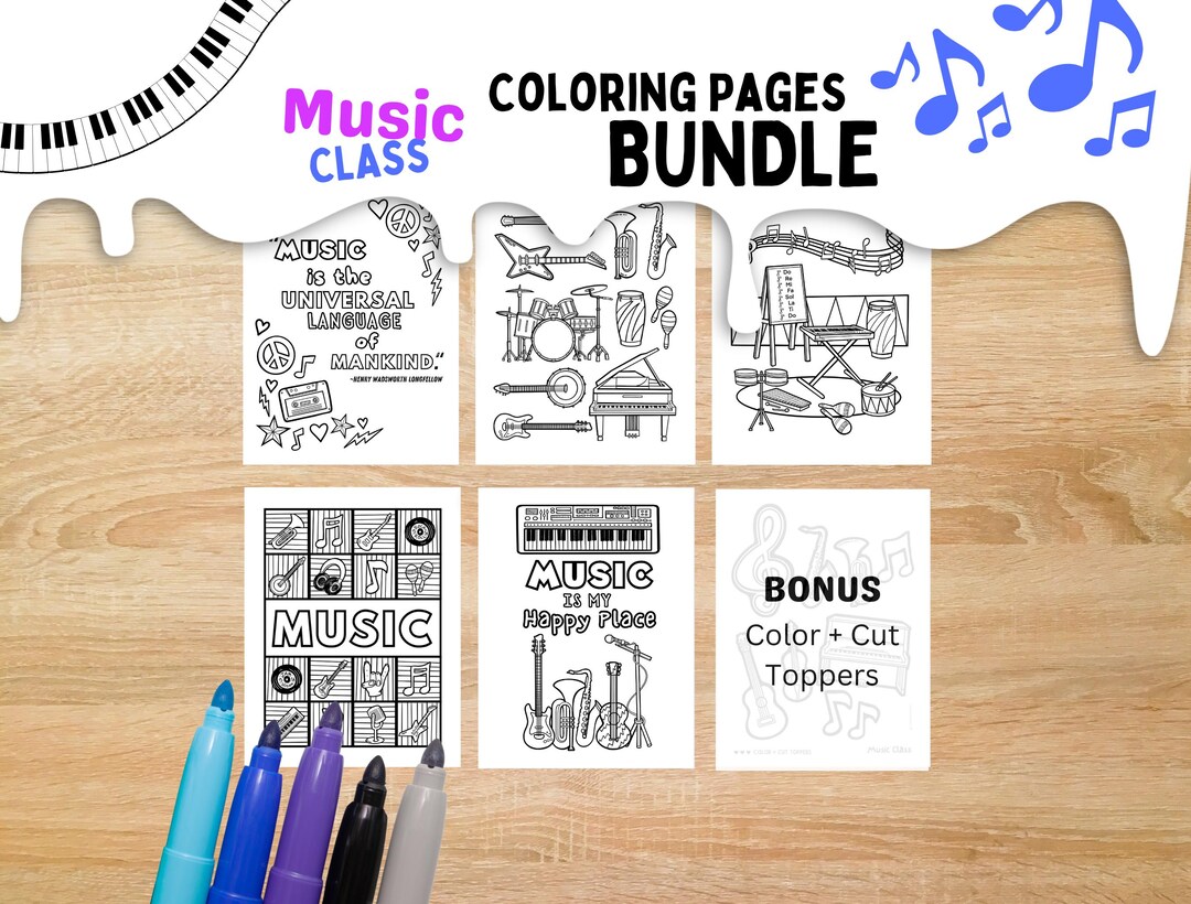 Music Class Coloring Pages: Instrument Activity Pack for Teachers - Etsy