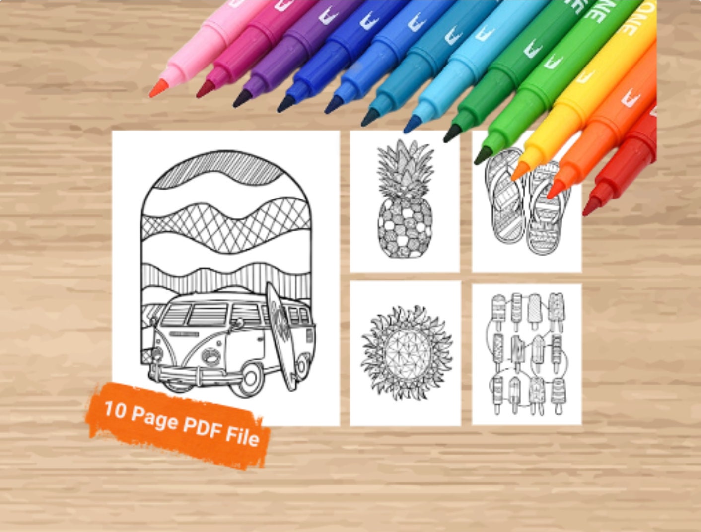 Summertime Beach Coloring Pages for Kids and Teens, Summer Art Activity ...