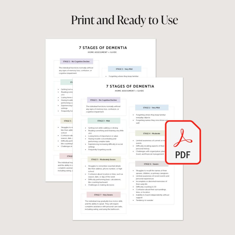 Stages of Dementia Quick Home Guide - Printable Dementia Reference ...