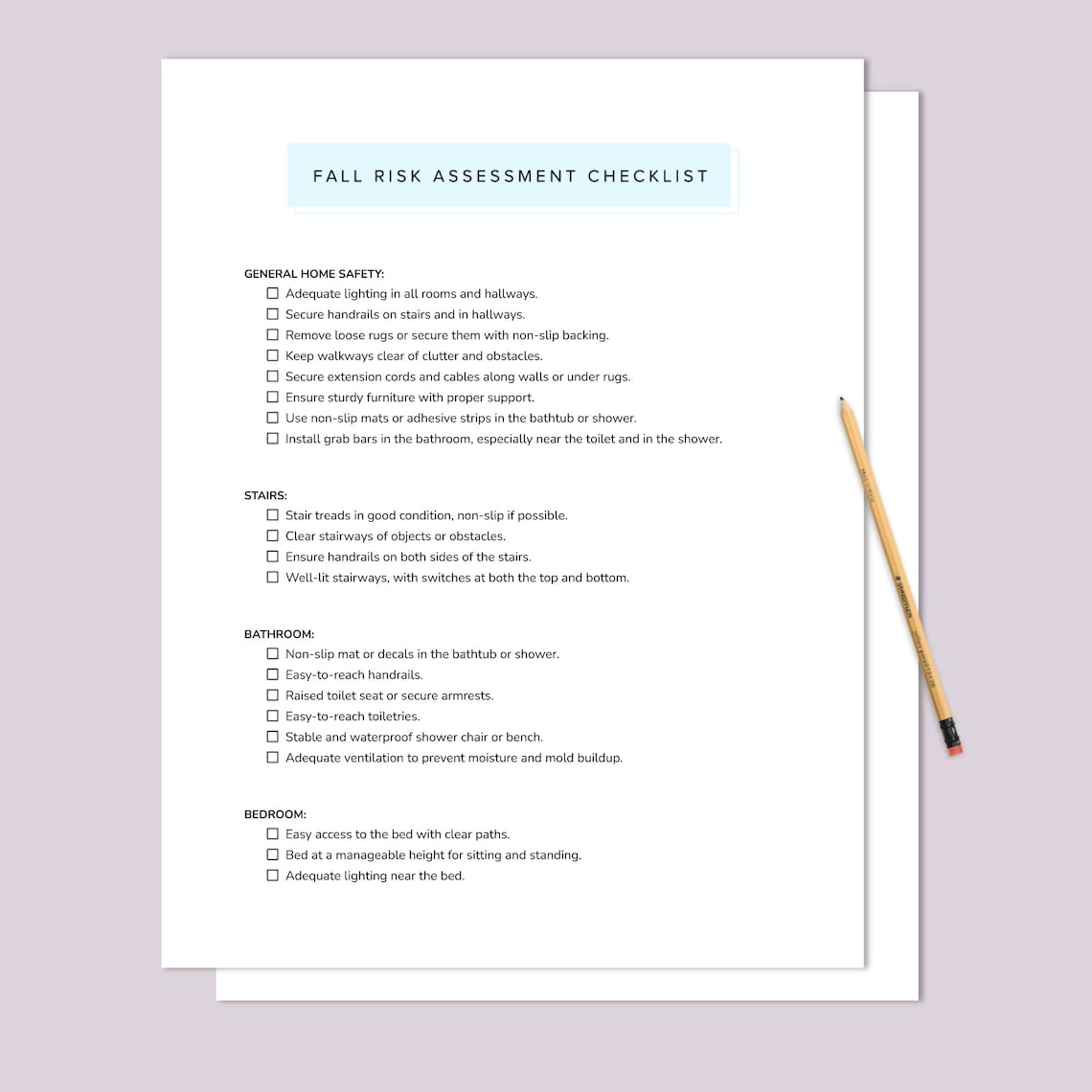 Elderly Parent Fall Prevention Checklist - Senior Home Care Safety ...
