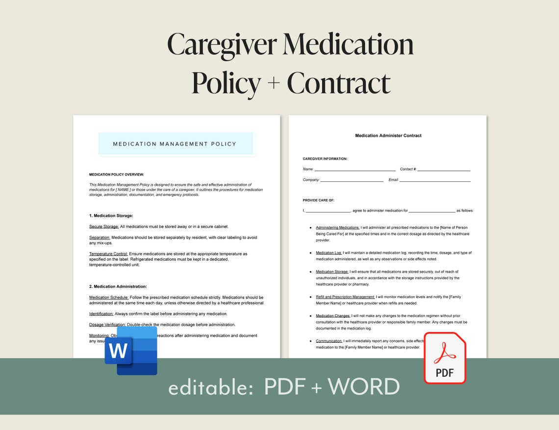 Medication Management Policy and Contract - Printable Aging Parent ...