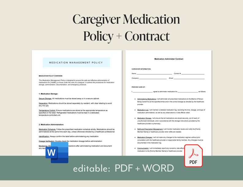 Medication Management Policy and Contract - Printable Aging Parent ...