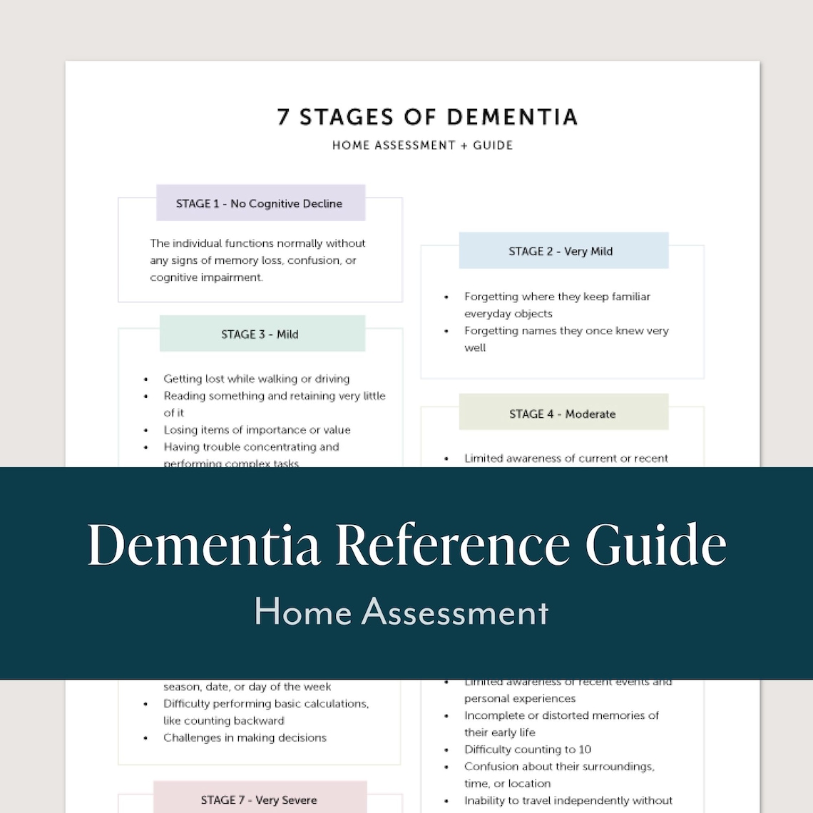 Stages of Dementia Quick Home Guide - Printable Dementia Reference ...