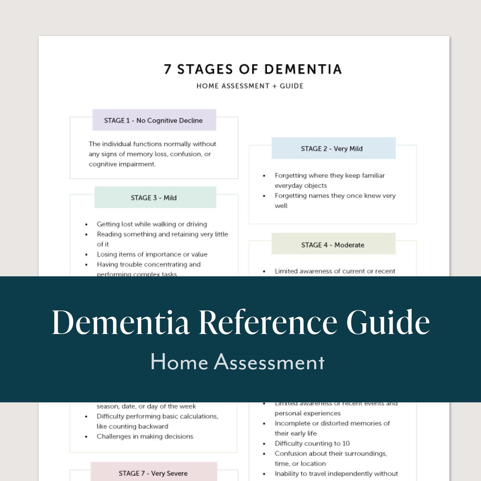 Stages of Dementia Quick Home Guide - Printable Dementia Reference ...