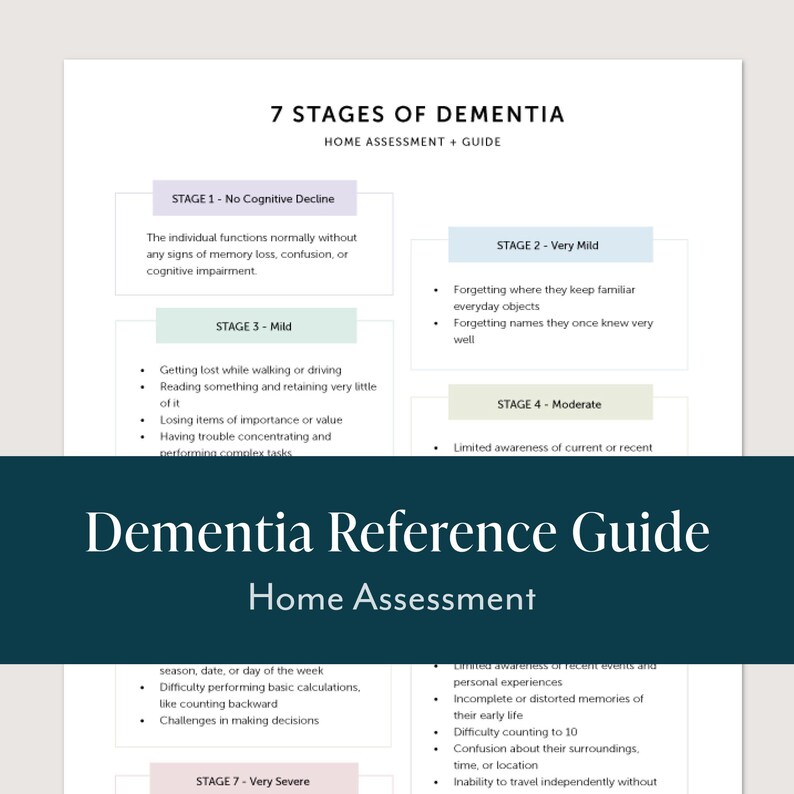 Stages of Dementia Quick Home Guide - Printable Dementia Reference ...
