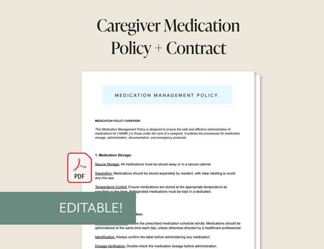 Medication Management Policy and Contract - Printable Aging Parent ...