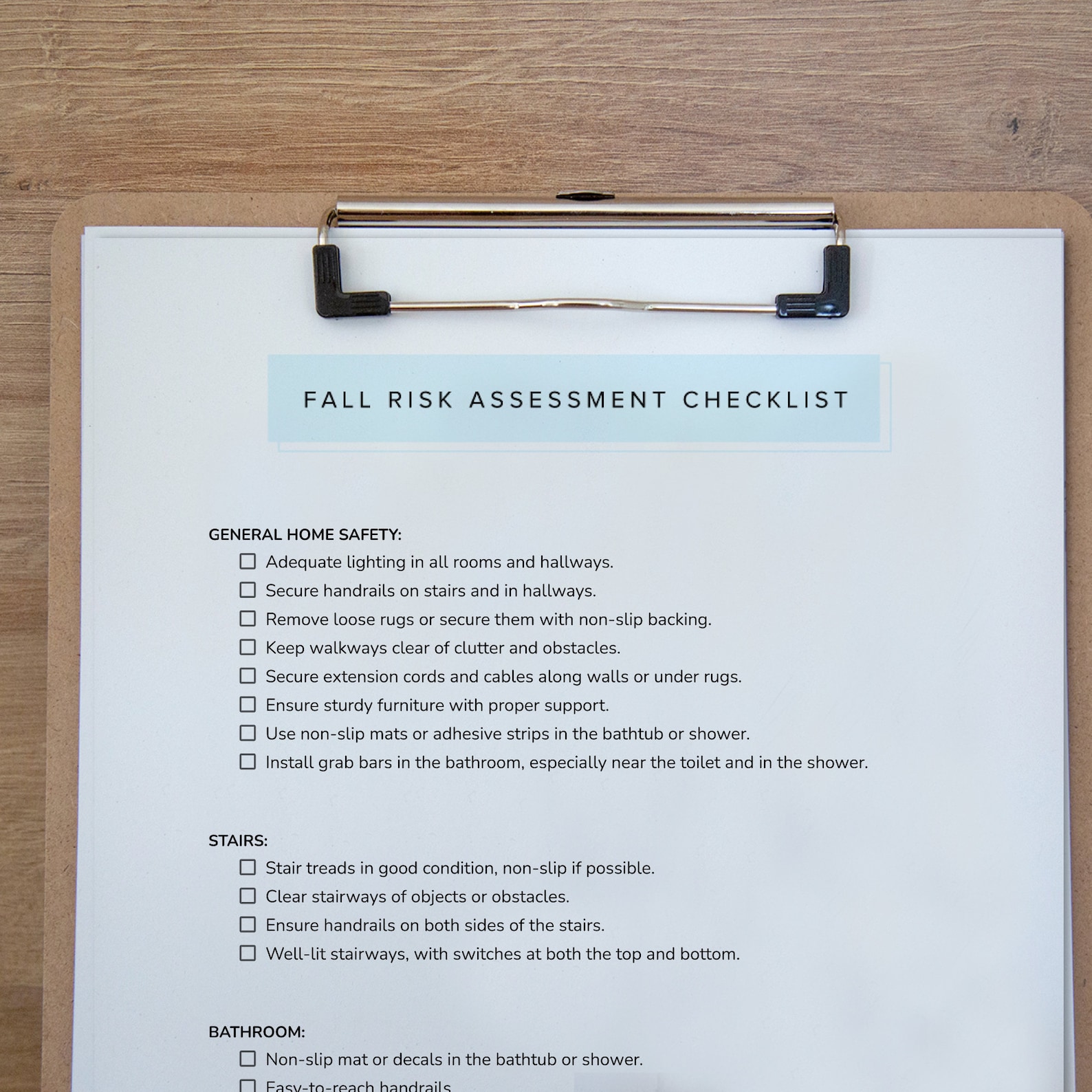 Elderly Parent Fall Prevention Checklist - Senior Home Care Safety ...