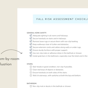 Elderly Fall Prevention Checklist - Printable Fall Risk Assessment ...