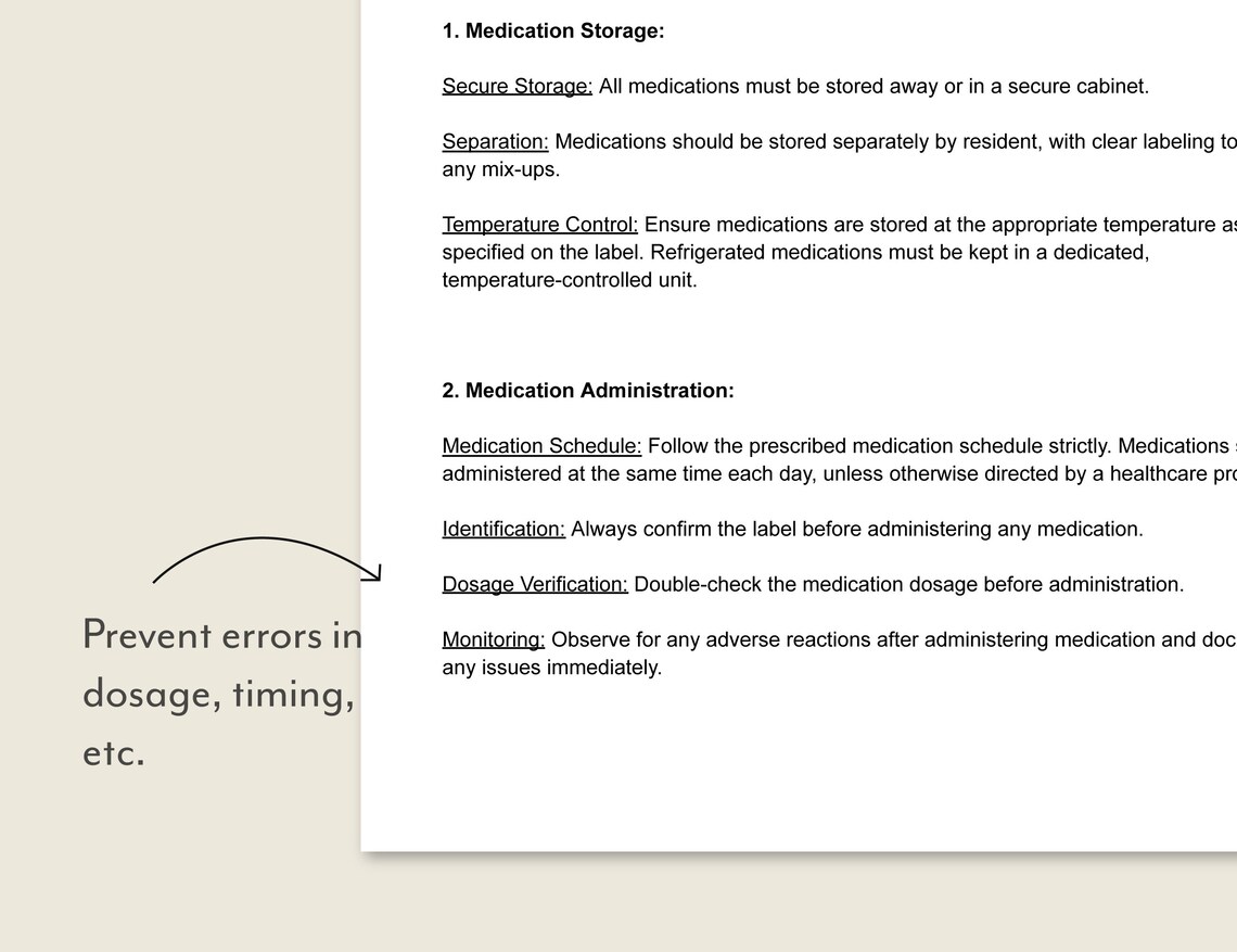 Medication Policy for Elderly Care - Printable Aging Parent and ...