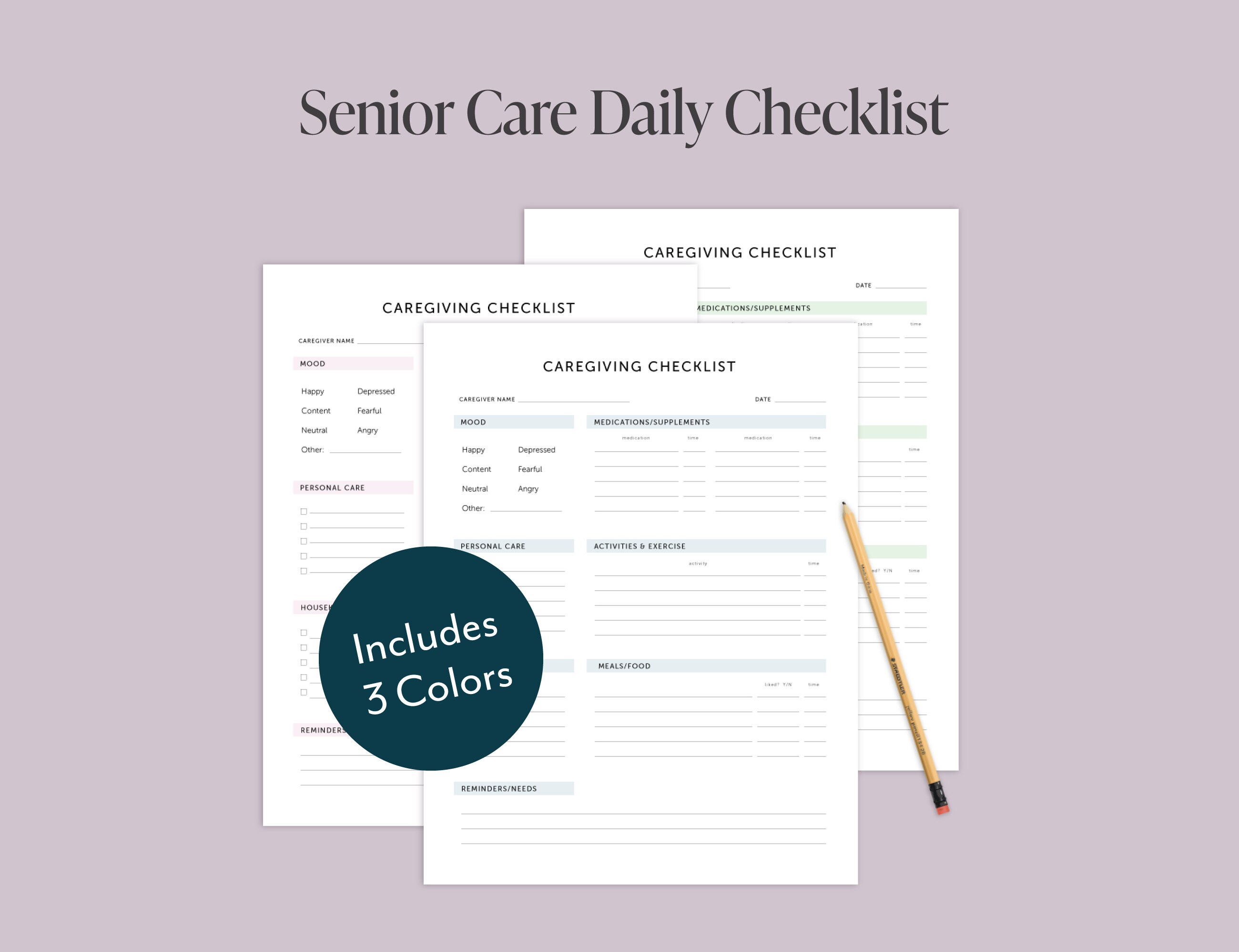 Aging Parent Daily Checklist - Mood, Medication Tracking - Home ...