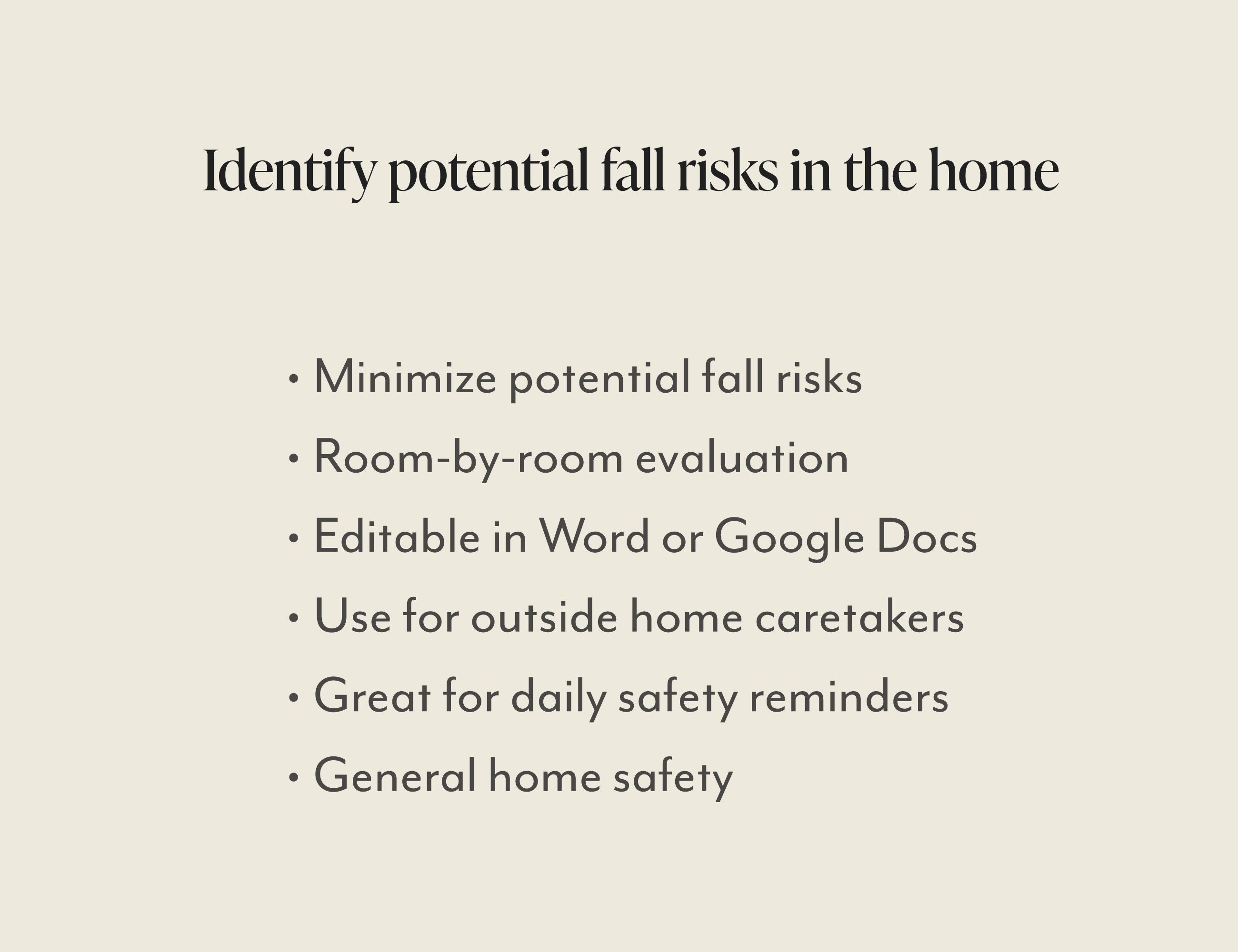 Elderly Fall Prevention Checklist - Printable Fall Risk Assessment ...