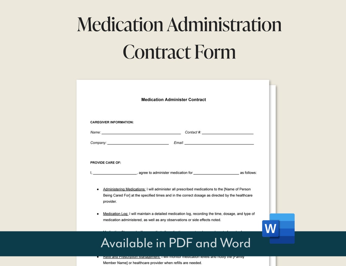 Medication Management Policy and Contract - Printable Aging Parent ...