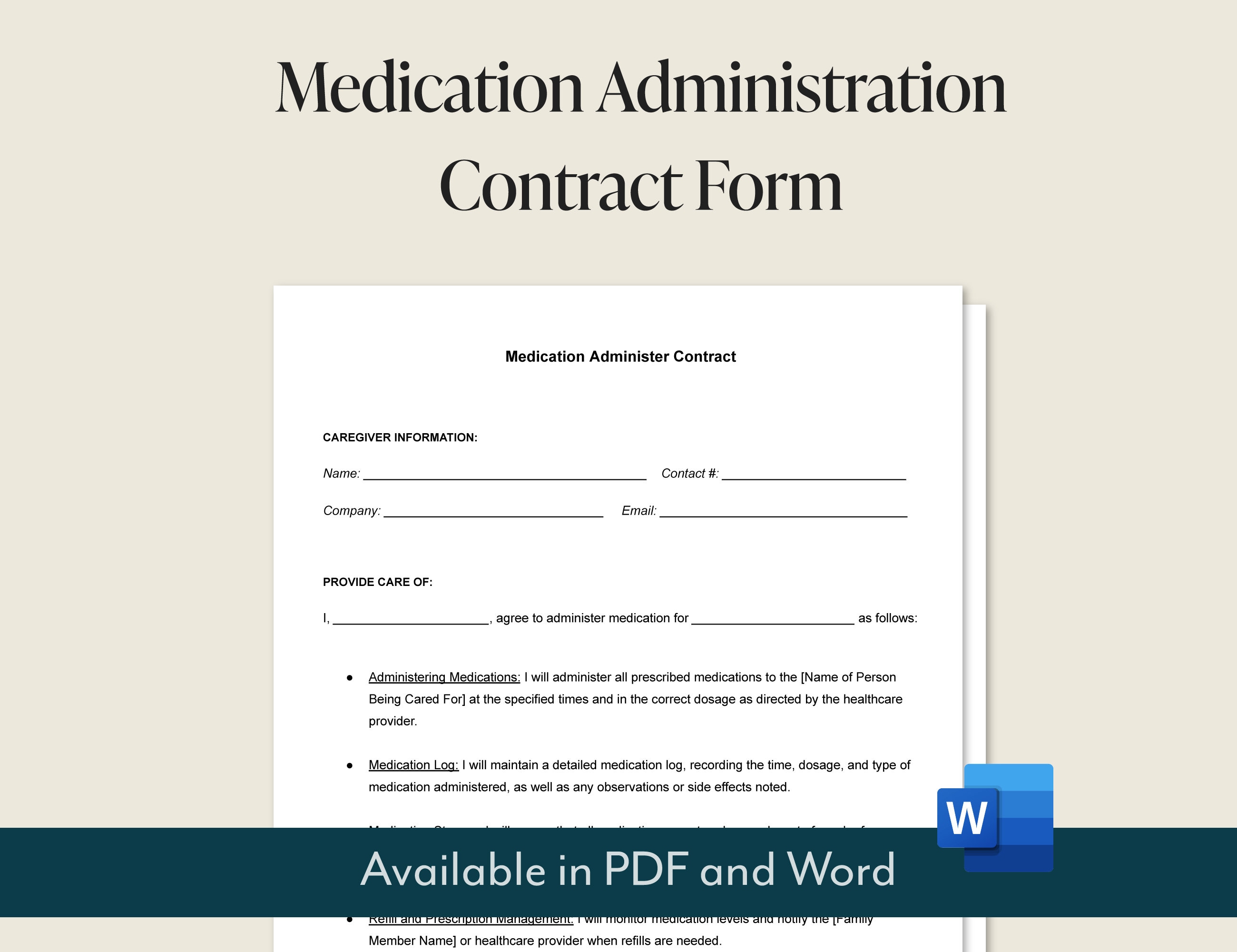 Medication Management Policy and Contract - Printable Aging Parent ...