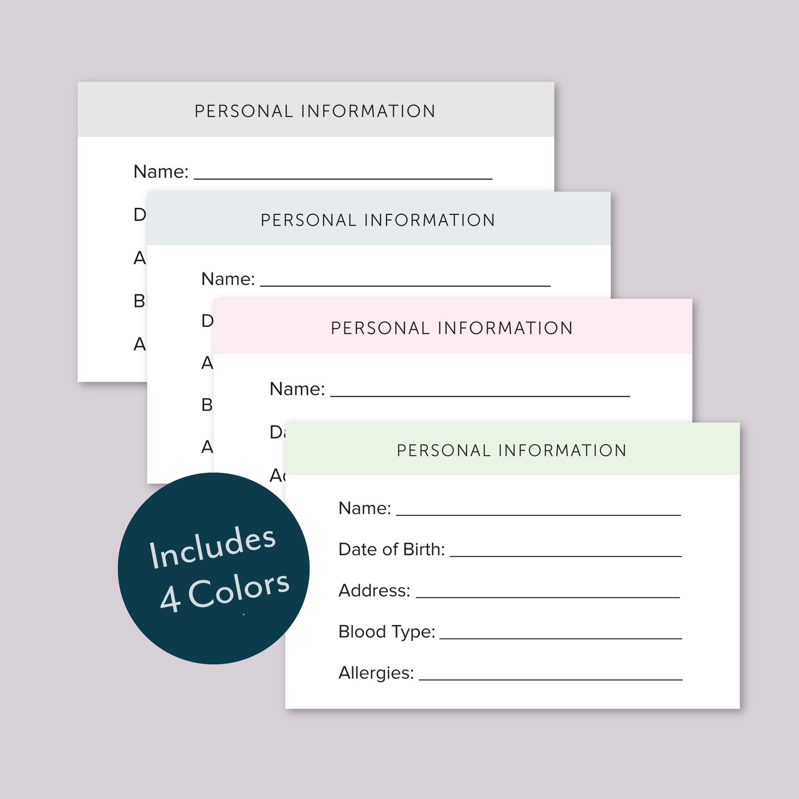 Aging Parent Emergency Contact Card - Senior Care Dementia Emergency ...