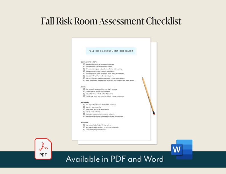Elderly Fall Prevention Checklist - Printable Fall Risk Assessment ...