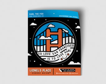 Karl the Fog Die Cut Sticker Golden Gate Bridge San Francisco SF Frisco ...