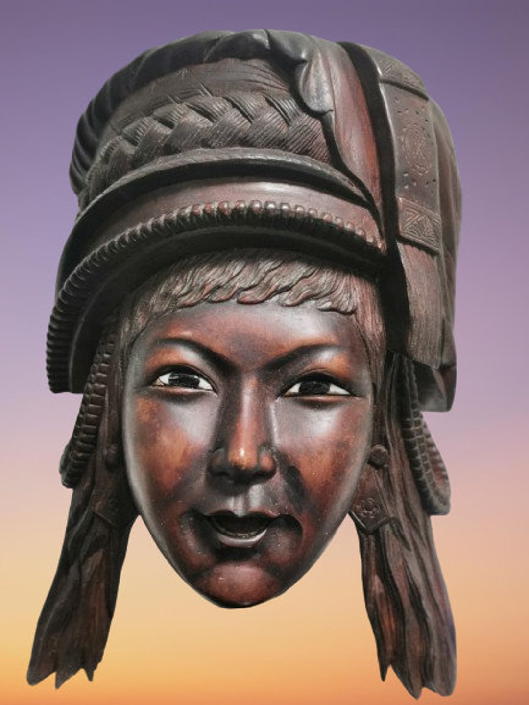Awesome Large and Heavy Hand Carved Rosewood Chinese Woman Face Mask ...