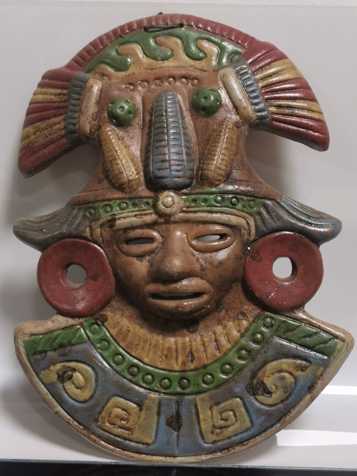 Tribal Mexican Aztec Mayan Face Mask Terracotta Clay Hand Painted Wall ...