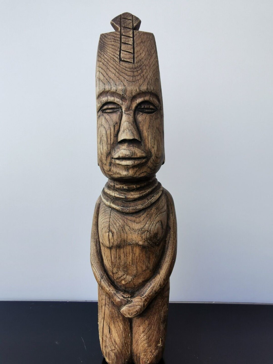 Antique Hand Carved Moai Alien African Warrior Figurine Sculpture ...