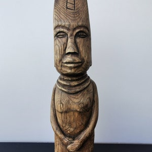 Antique Hand Carved Moai Alien African Warrior Figurine Sculpture ...