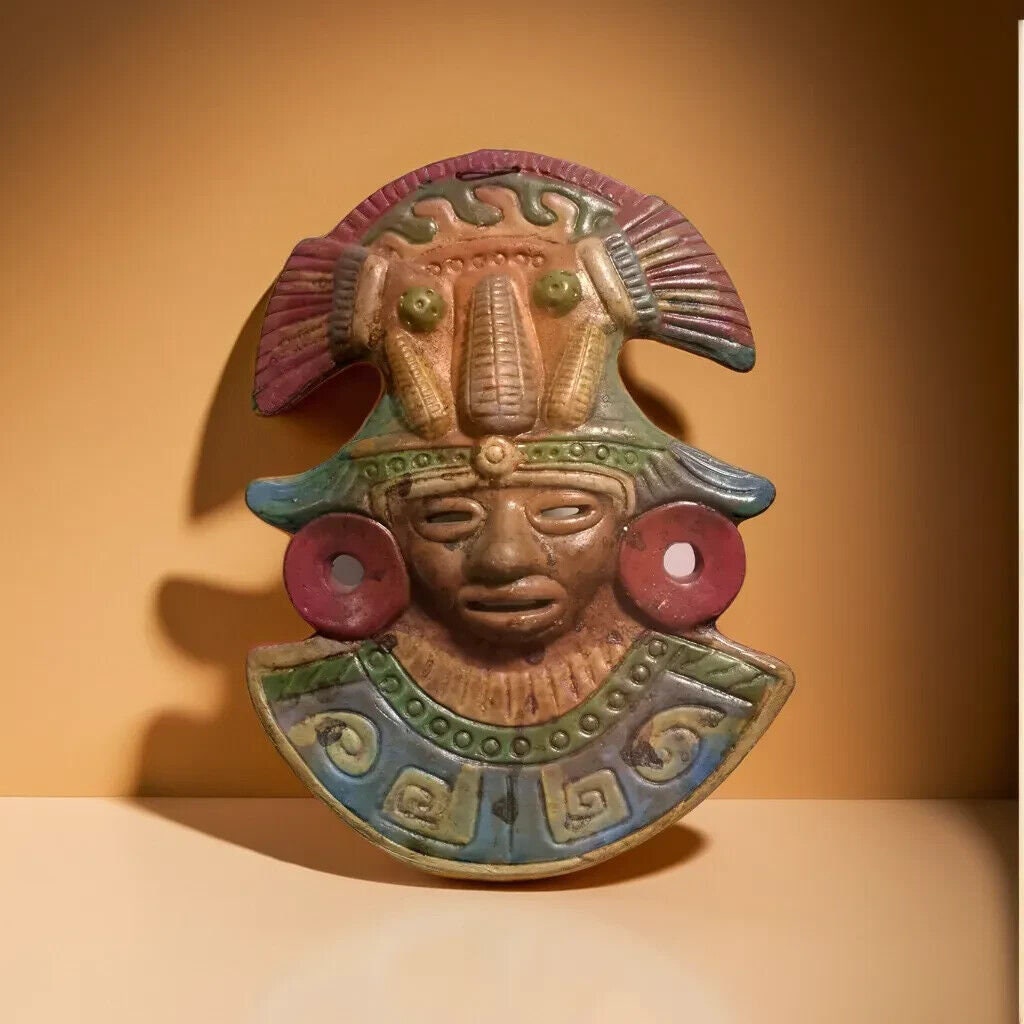 Tribal Mexican Aztec Mayan Face Mask Terracotta Clay Hand Painted Wall ...