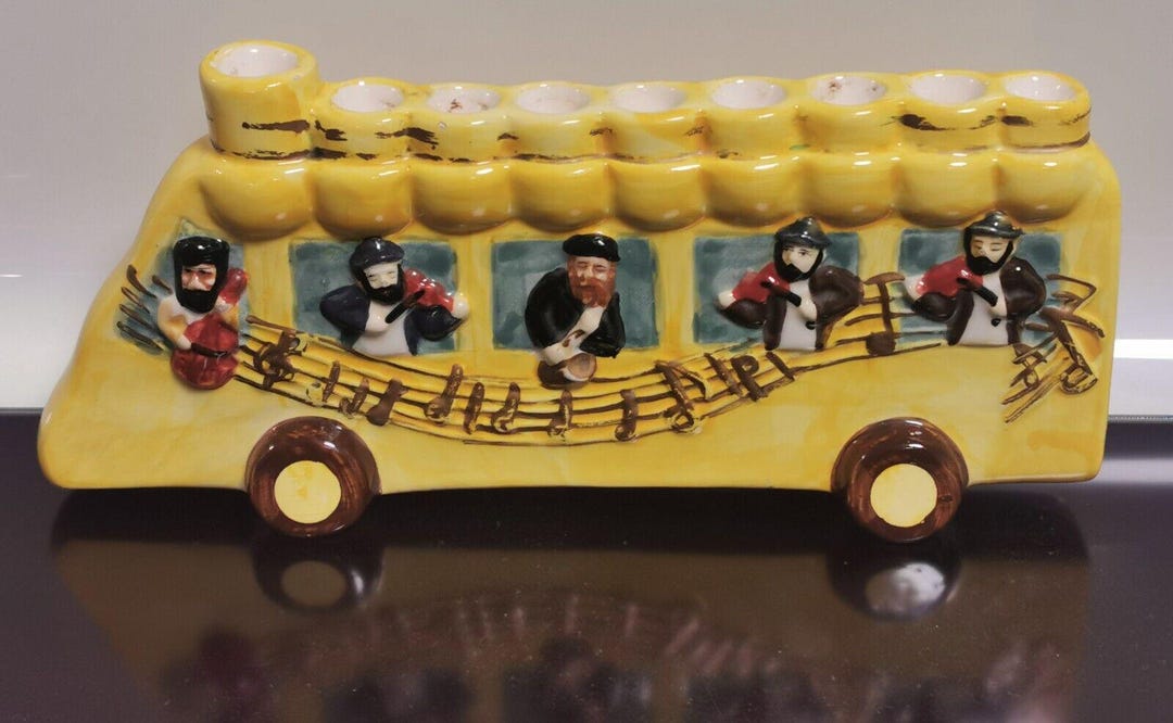 Vintage Menorah Porcelain Musicants Yellow Bus Hanukkah Lamp Israel - Etsy
