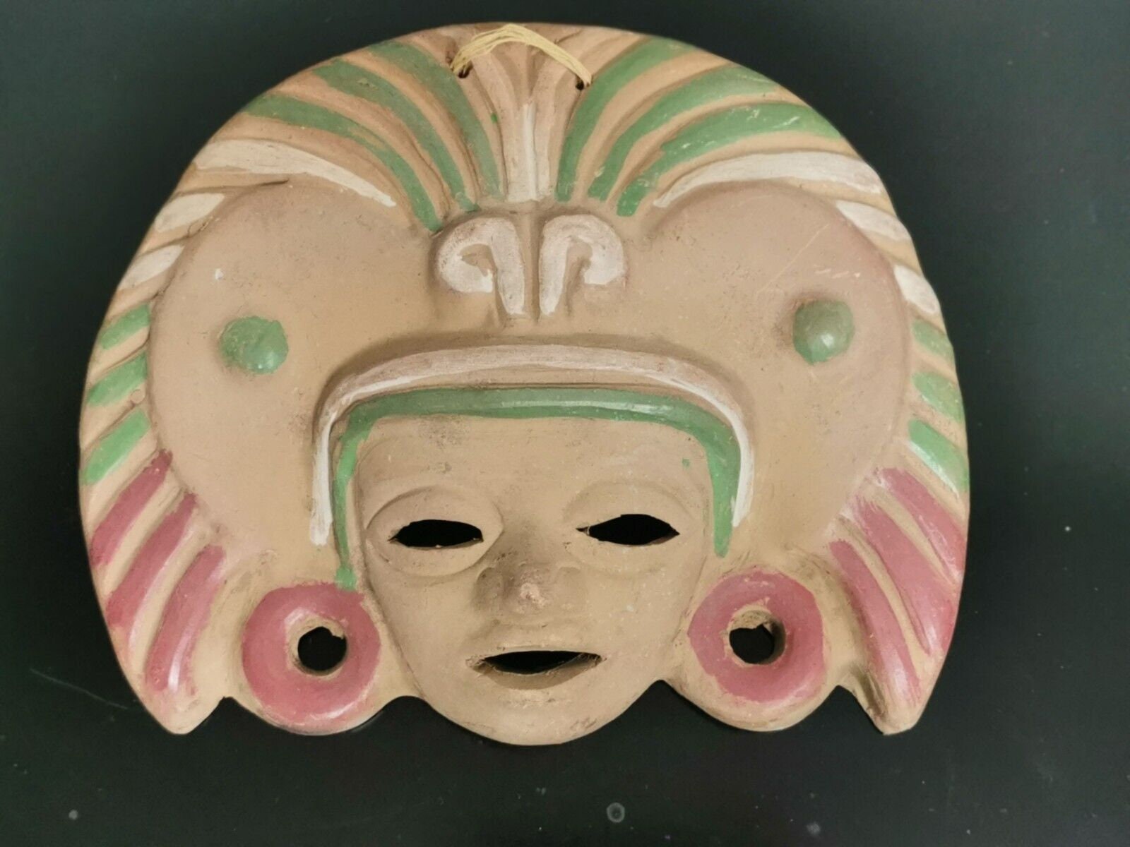 Vintage Mexican Aztec Mayan Face Mask Terracotta Clay Hand Painted Wall ...