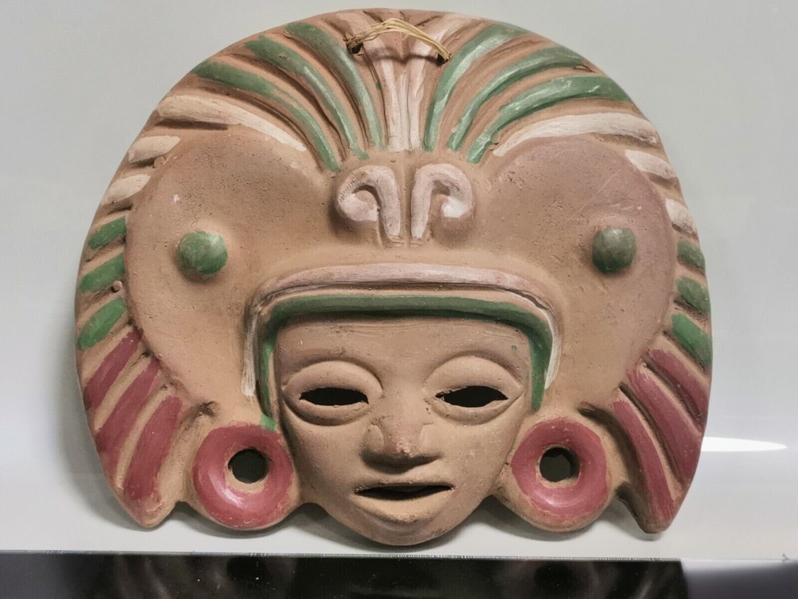 Vintage Mexican Aztec Mayan Face Mask Terracotta Clay Hand Painted Wall ...