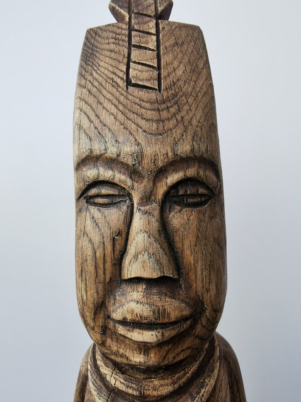 Antique Hand Carved Moai Alien African Warrior Figurine Sculpture ...