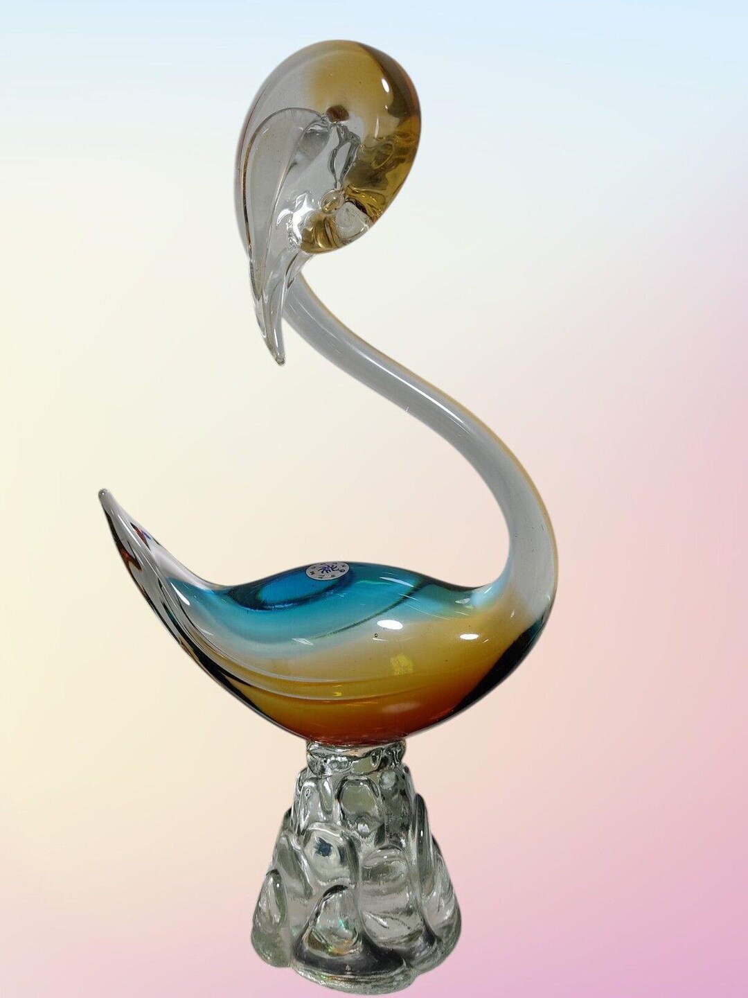 Awesome Vintage Large Murano Glass Bird Swan Hand Blowed Colorful ...