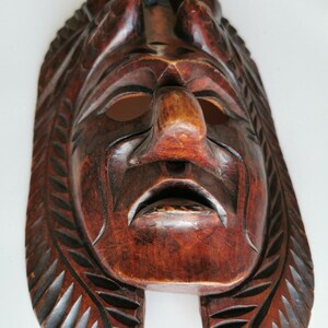 Hand Carved Wood Inca Maya Aztec Warrior Wooden Mask Two Birds Life ...