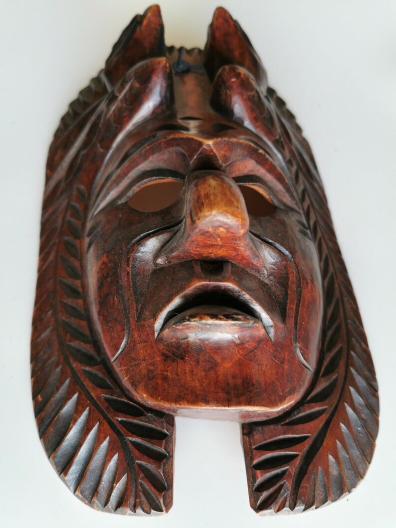 Hand Carved Wood Inca Maya Aztec Warrior Wooden Mask Two Birds - Etsy