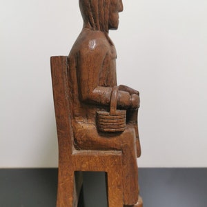Antique Primitive 19c Old Woman Sitting Wooden Figurine Hand Carved ...