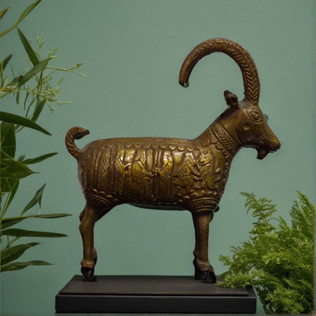 Vintage 1960s Brass Persian Ram Mythical Mountain Aries Sign Sculpture ...