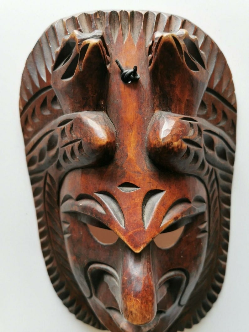 Hand Carved Wood Inca Maya Aztec Warrior Wooden Mask Two Birds - Etsy