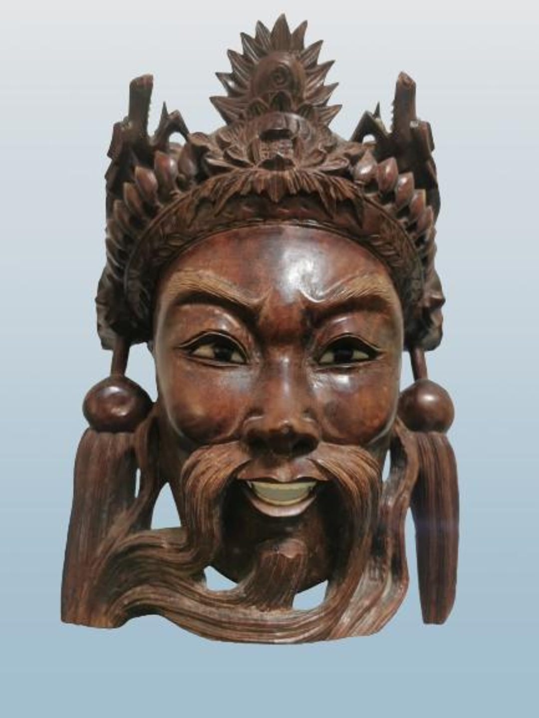 Vintage 19C Rosewood Hand Carved Asian Chinese Face Mask Dragons Wall ...