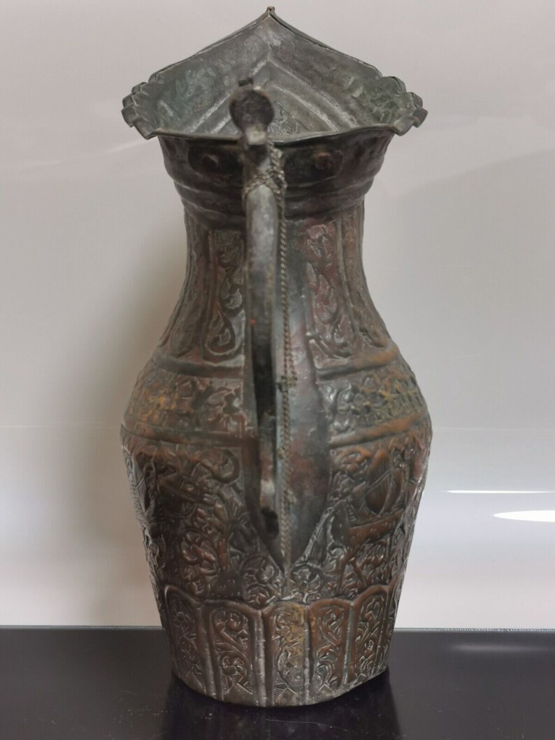 Antique 19th Century Persian Tinned Copper Ewer Hakhamaneshi Design ...