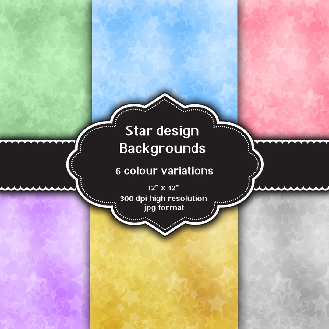 INSTANT DOWNLOAD - Collection of Digital Star Design Backgrounds With 6 ...