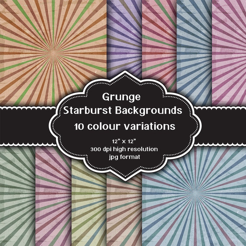 INSTANT DOWNLOAD - Collection of Digital Grunge Starburst Backgrounds ...