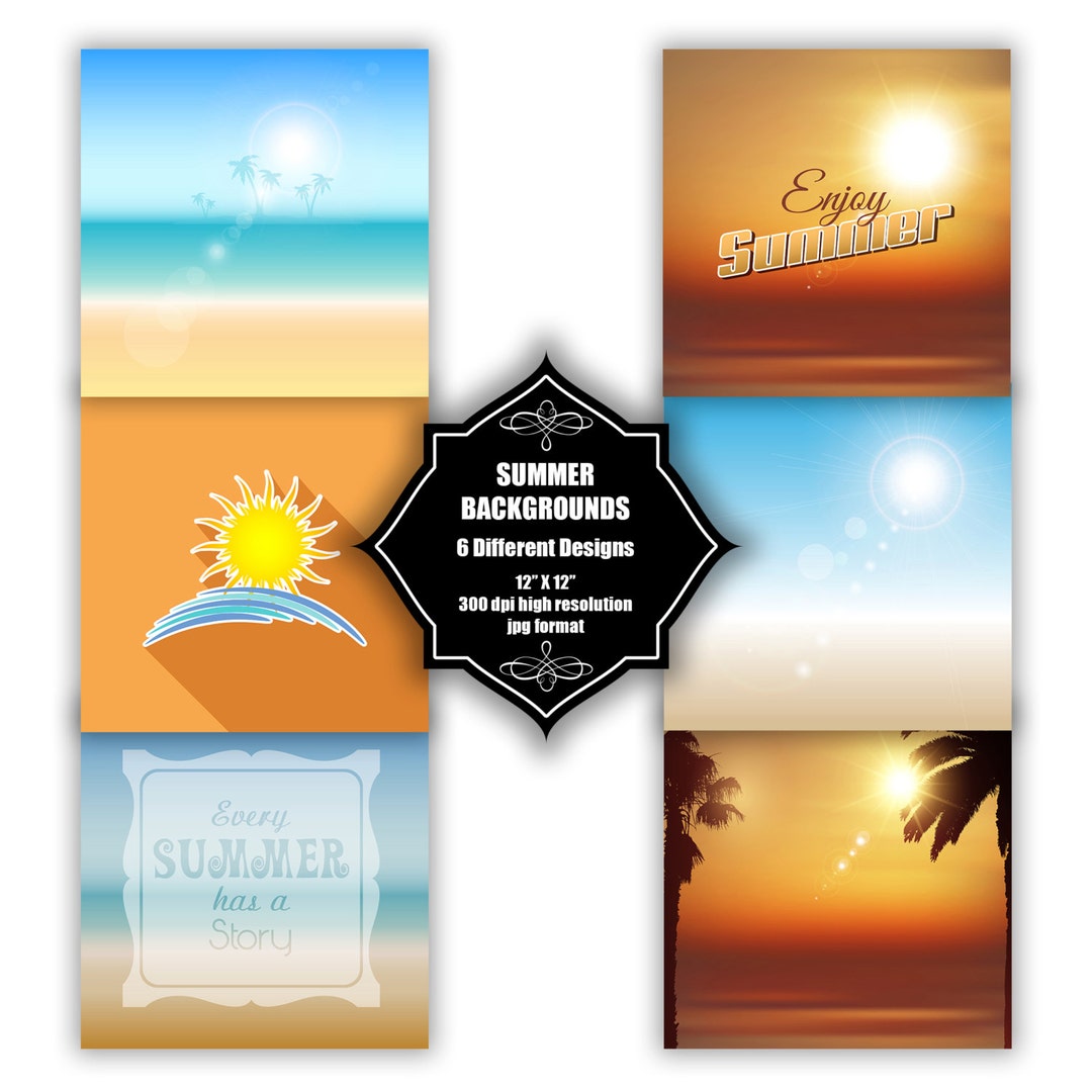 INSTANT DOWNLOAD Collection of Digital Summer Backgrounds With 6 ...