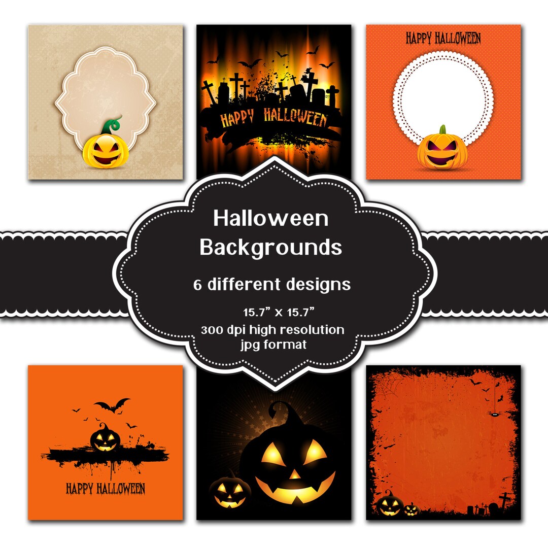 INSTANT DOWNLOAD - Collection of Digital Halloween Backgrounds With 6 ...