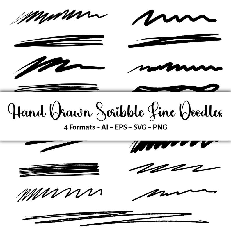 INSTANT DOWNLOAD - Collection of Hand Drawn Scribbled Sketch Lines - 4 ...